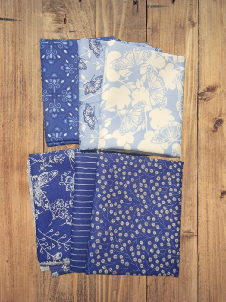 6 Fat Quarters – Assorted Butterfly Blues Blue Themed Fat Quarter Bundle